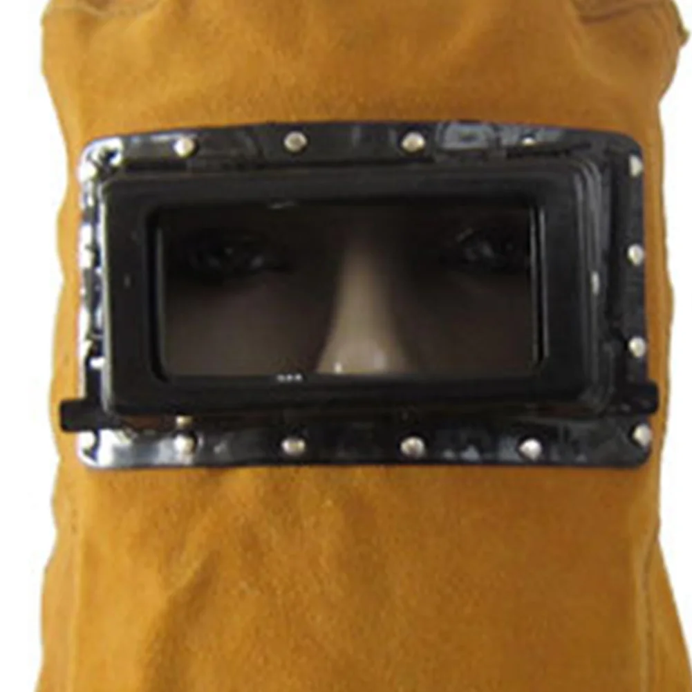 Leather Electric Welding Work Hood Helmet Mask Full Face Protector Cap ...