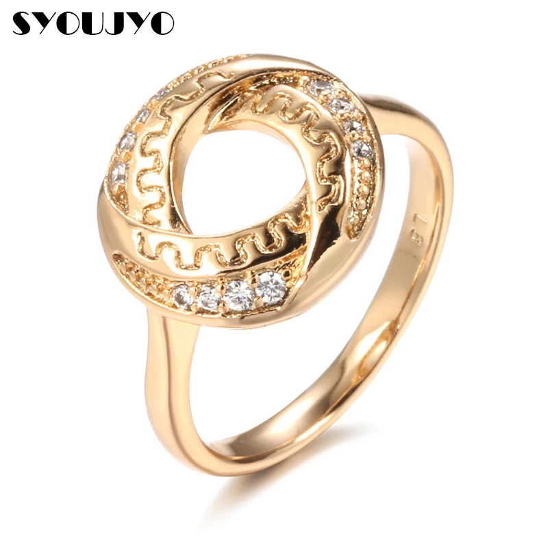 SYOUJYO-New-Hollow-Spiral-Round-585-Rose-Gold-Color-Ring-Natural-Zircon ...