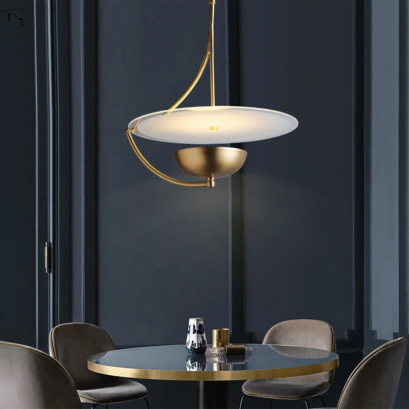 Nordic Post-modern Luxury Gold Lustre Copper Glass Pendant Light ...