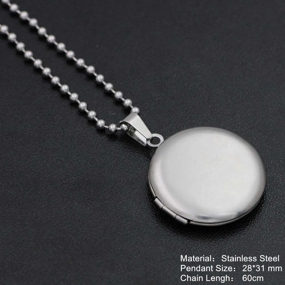 Glaze-Photo-Frame-Geometric-Round-Locket-Pendant-Necklaces-Stainless ...