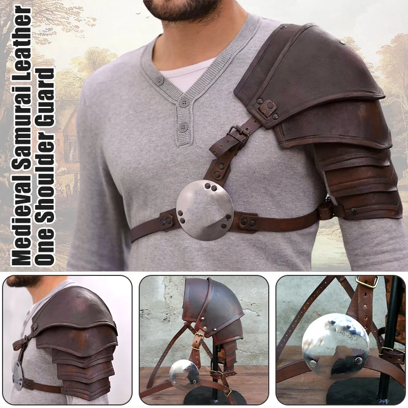 Medieval-Viking-Single-Shoulder-Armor-Adjustable-PU-Leather-Gladiator ...