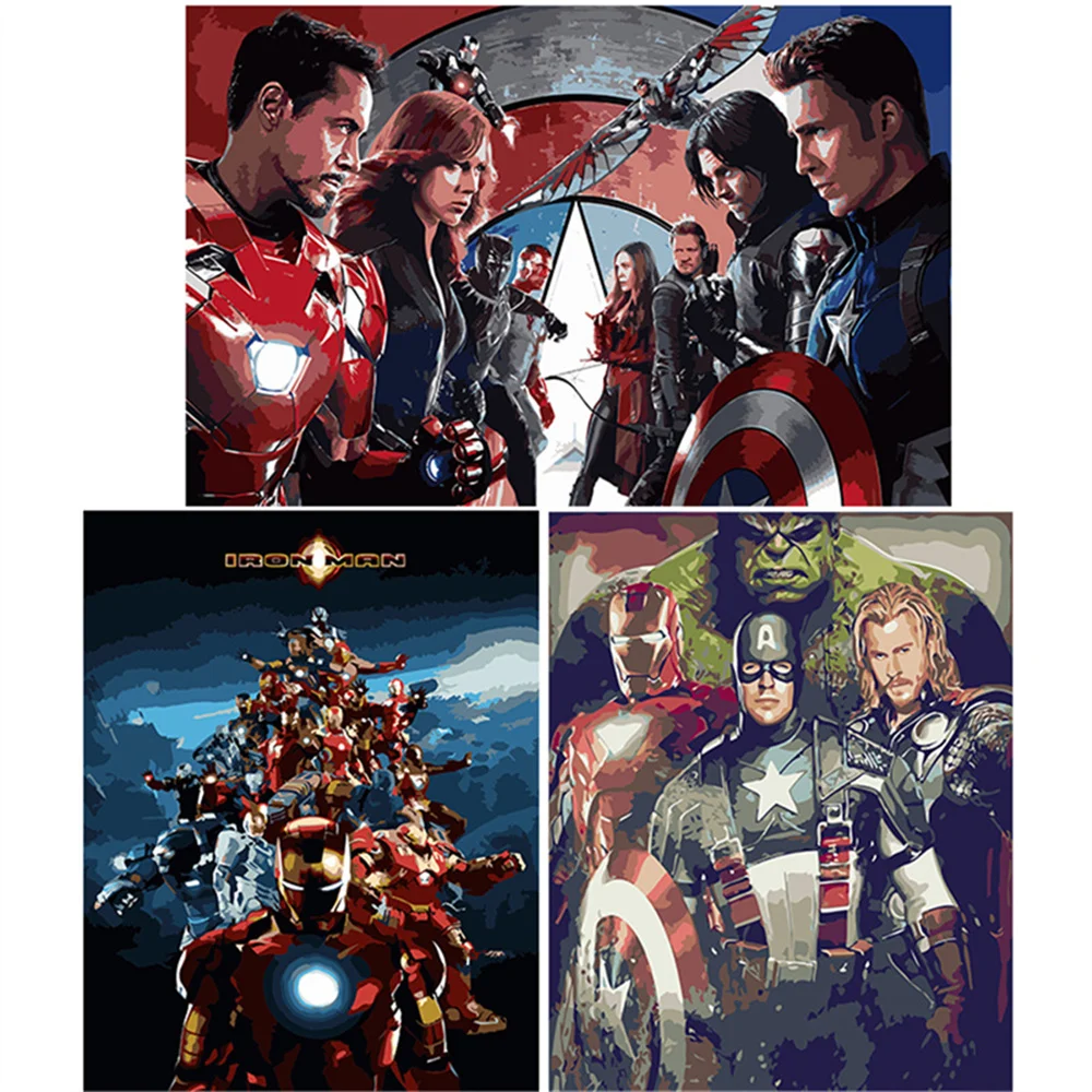 Marvel Movie Poster Oil Paint By Numbers Kits Figure Painting By ...