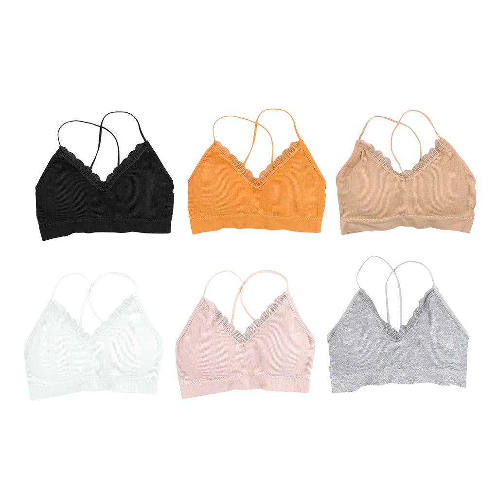 Women's Longline Bralette V Neck Racerback Bra Light Removable Padded ...