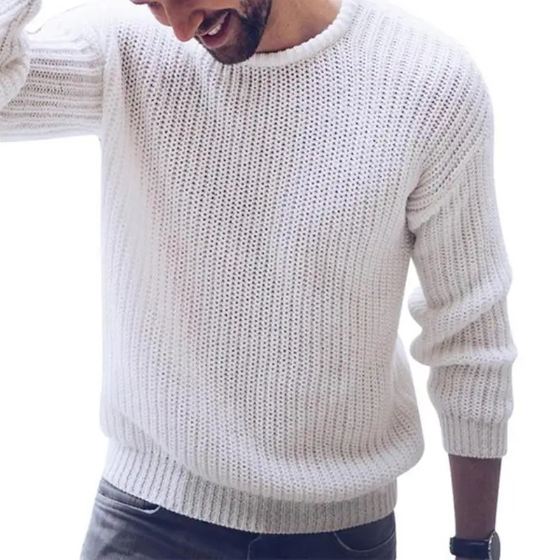 Suéter de invierno para hombre, jersey blanco para hombre, tejido, Pull ...