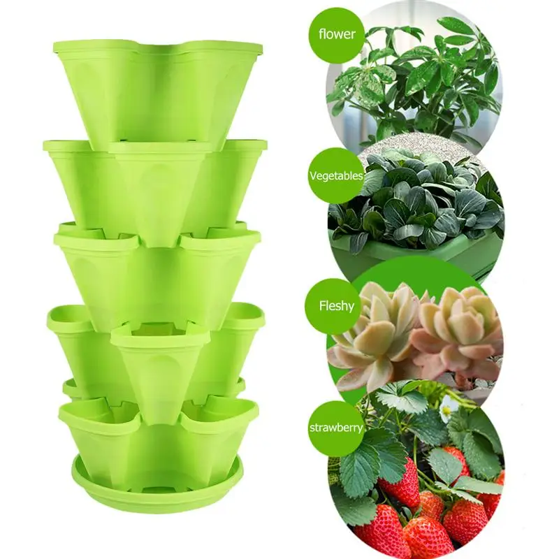 1 Set of 6pcs Flowepot Multilayer Stacking Cultivation Pot Vegetable ...
