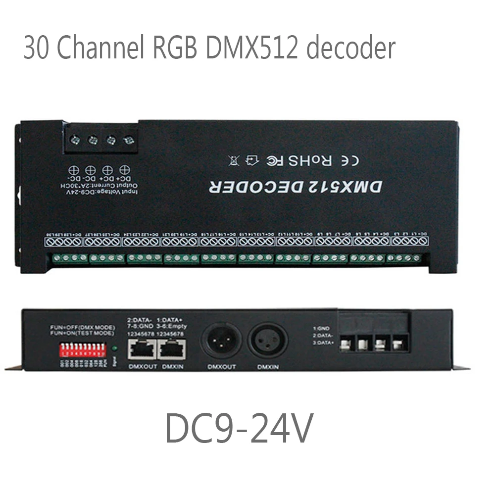30CH RGB DMX 512 ถอดรหัส LED Controller, RGB LED DMX512 ถอดรหัส 30 ช่อง ...