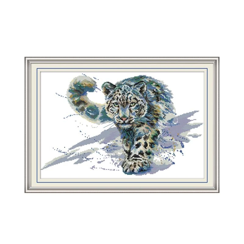 Snow Leopard Animal Paintings Counted Printed On Canvas 14ct 11ct Dmc ...
