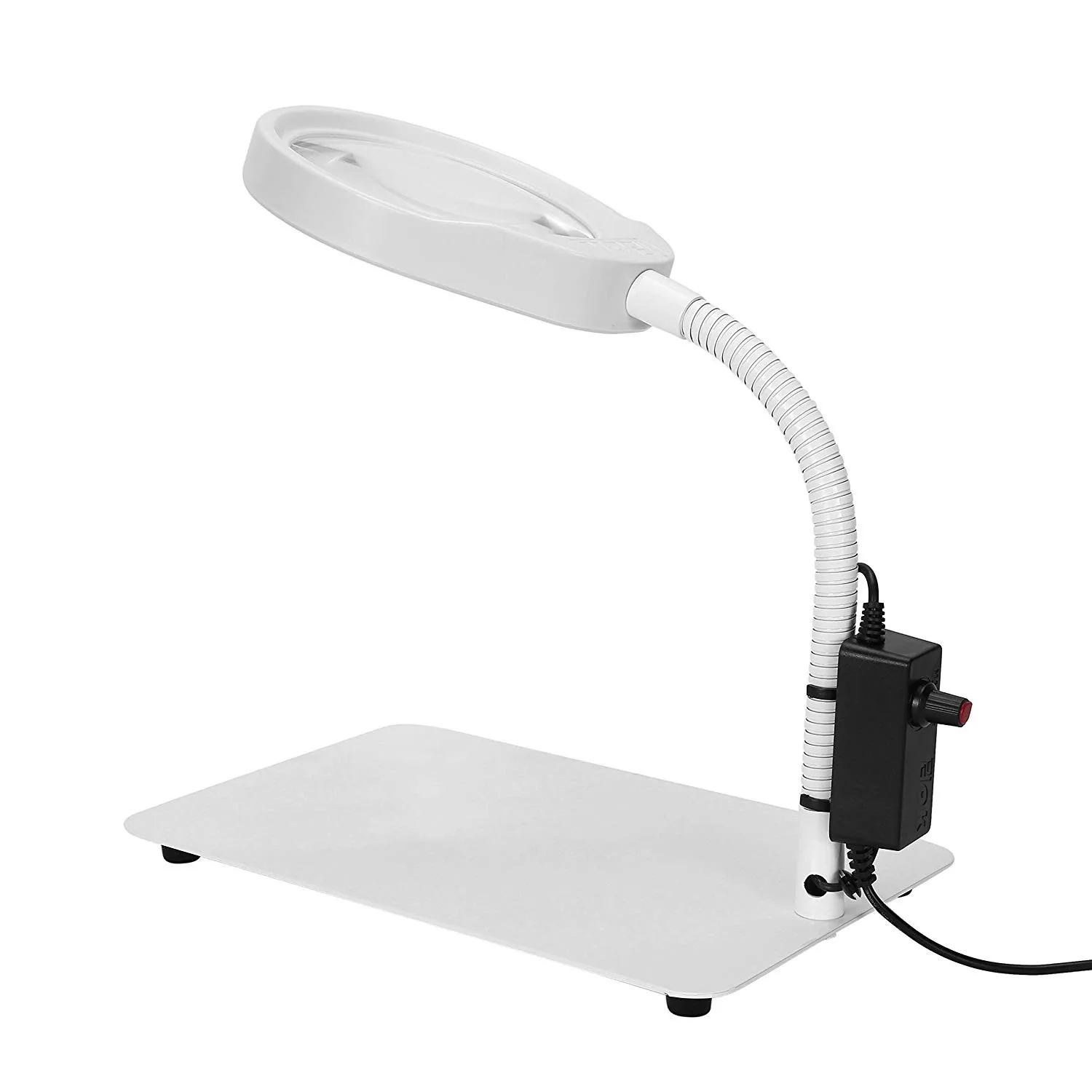 8X Desktop Magnifying Glass LED Lights Illuminated Big Lens White ...