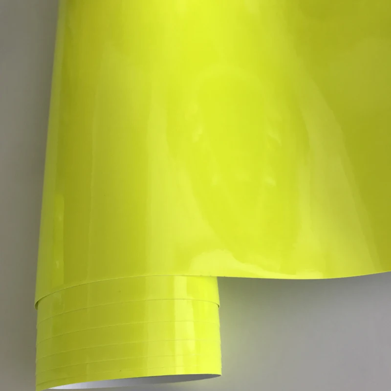 50cm Width Gloss Neon Fluorescent Yellow Vinyl Vehicle Car Wrap Film ...