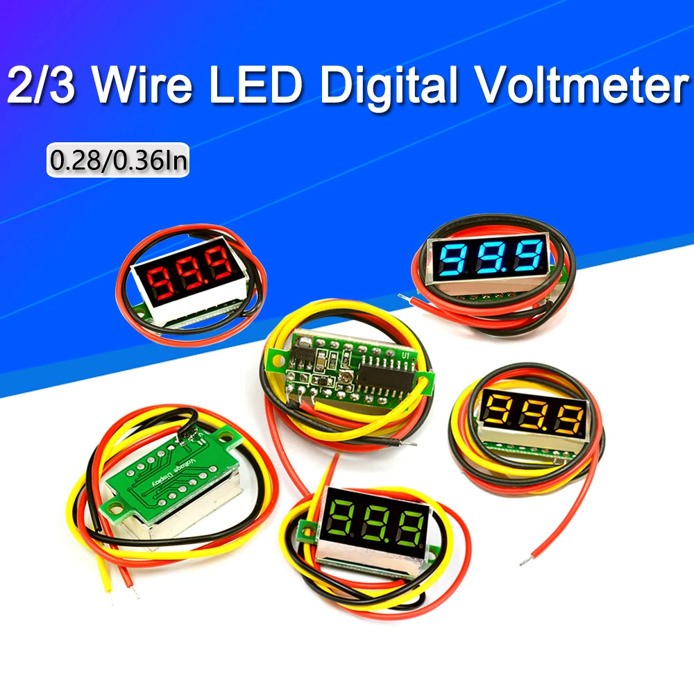 0.28/0.36Inch 2 wire 0-30V / 3 wire DC 0V-100V Digital Voltmeter LED ...