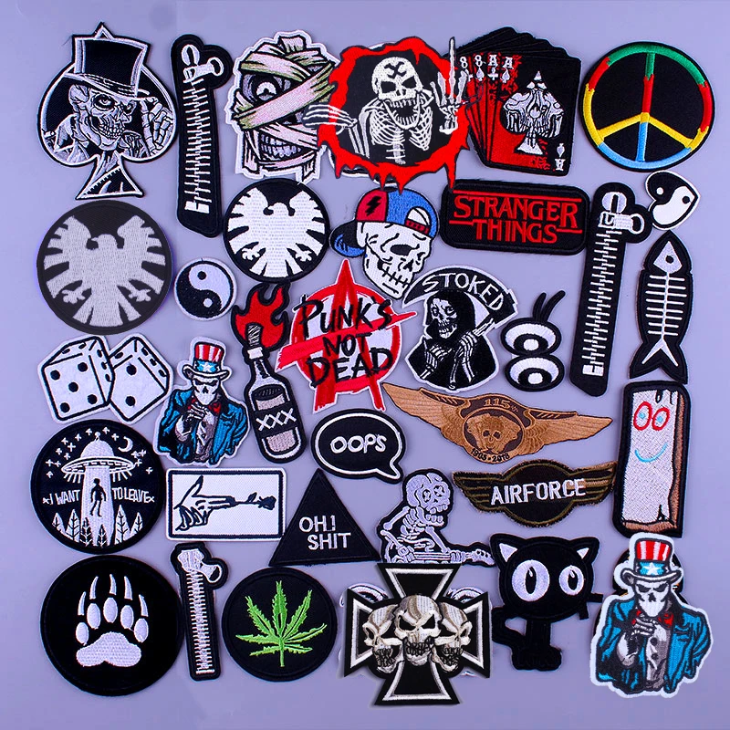 Punk Embroidered Patches For Clothing Iron On Patches On Clothes Punk ...