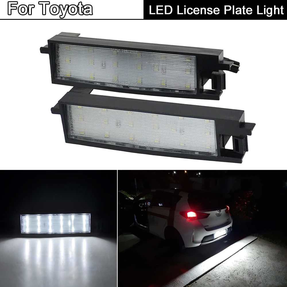 2Pcs White LED License Plate Light Number Plate Lamp For Toyota Auris ...