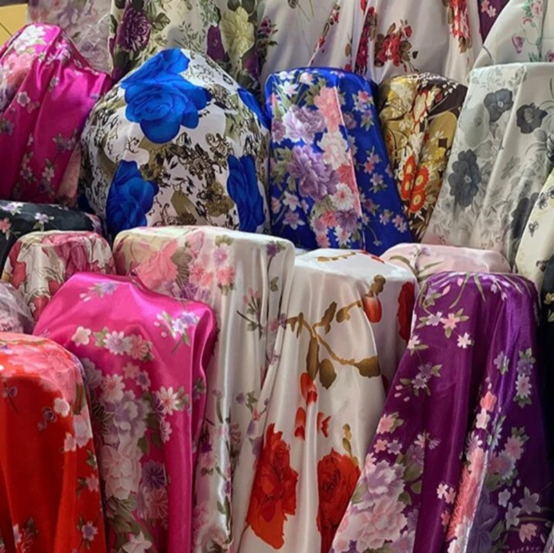 Imitation Silk Printed Satin Fabric New Cloth Silk Fabric Ancient ...