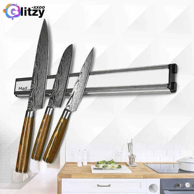 Magnetic-Knife-Holder-Wall-Mount-Stainless-Steel-Strip-Block-Utensil ...