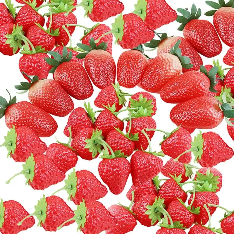 40-Pcs-Artificial-Fake-Strawberries-Fruits-Realistic-Plastic-Strawberry ...