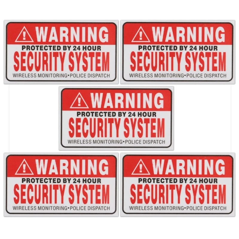 9*5cm 5Pcs/Set Warning Protected By 24 Hour Security System Stickers ...