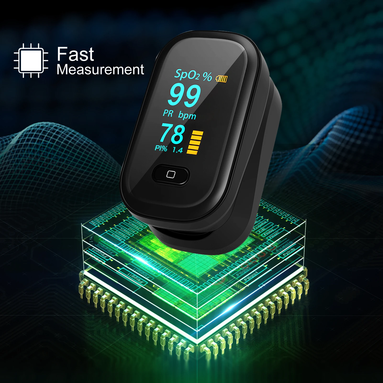 Professional Pulse Oximeter OLED Blood Oxygen Oximeter PR SpO2 Blood ...