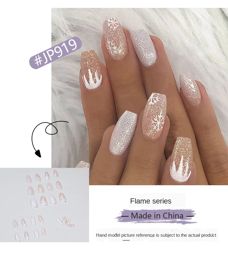 Fake Nails Nail Art Tips Press on False Tipsy with Glue Coffin Stick ...