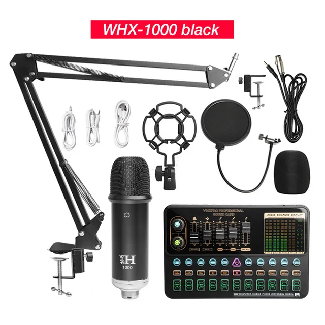 V10XPro Sound Card Studio Mixer Singing Noise Reduction Microphone ...