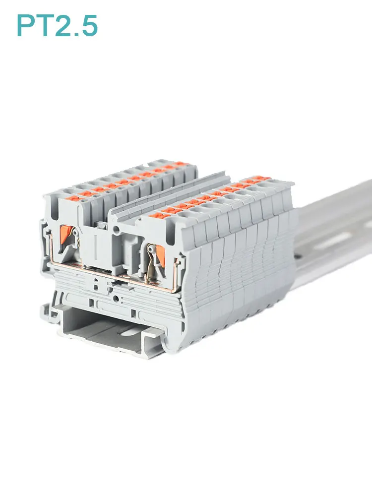 Ce 10pcs Pt-2.5 Din Rail Terminal Blocks Spring Screwless Wiring Cable ...