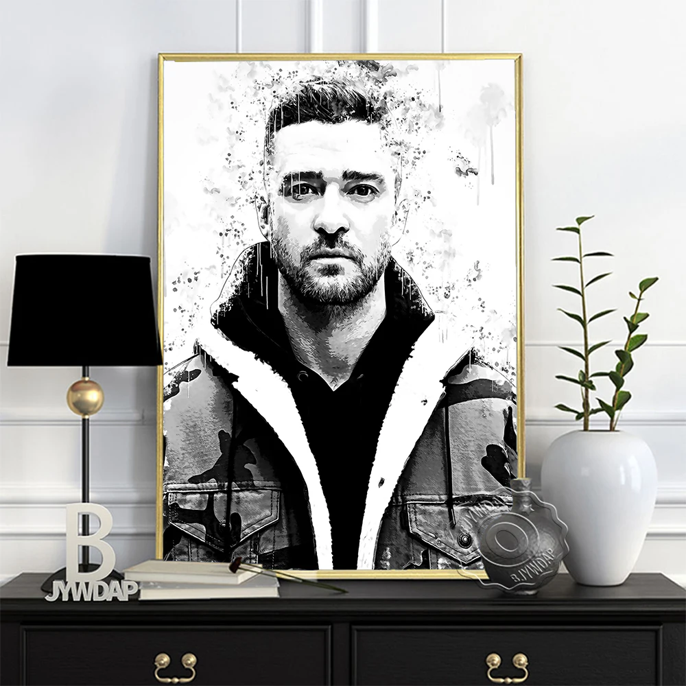 Justin Timberlake Black And White Painting