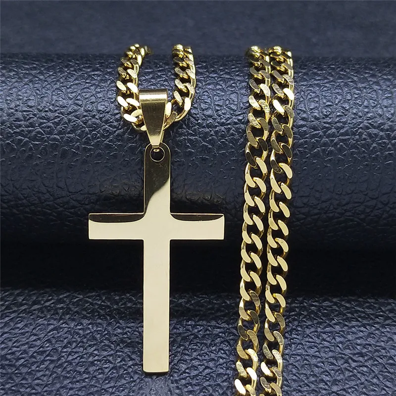 2024-Hip-Hop-Stainless-Steel-Cross-Chain-Necklace-for-Women-Men-Gold ...