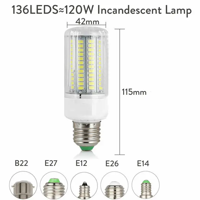 1X LED 옥수수 전구 E27 빛 B22 E14 5730 SMD 24LEDs - 165LEDs 샹들리에 촛불 LED 조명, 홈 장식 앰플 110V 220V