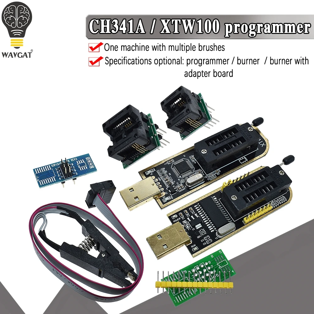 Módulo programador USB CH341A XTW100 24 25 Series EEPROM Flash BIOS CH341 + Clip de prueba SOIC8 ...