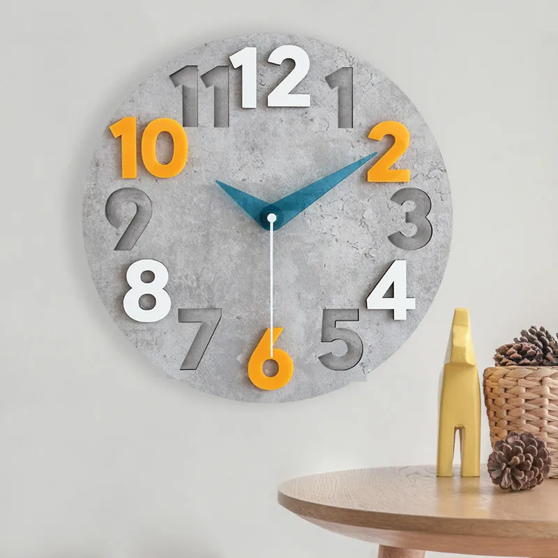 Wood Home Decor Wall Clock Nordic Modern Simple Art Bedroom Hanging ...