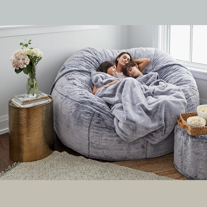Dropshipping Giant Fluffy Fur Bean Bag Bed Slipcover Case Floor Seat ...