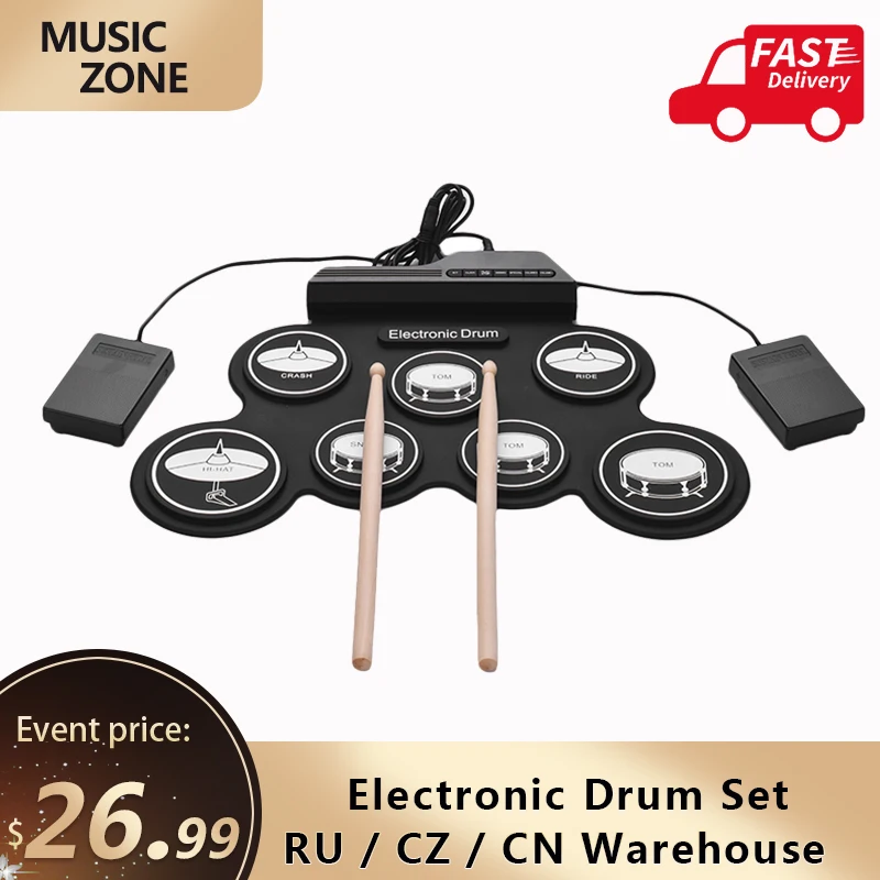 Drum Electronic Drum Set Compact Size Usb Folding Silicon Drum Pad ...