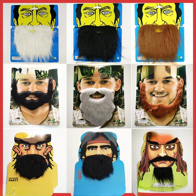 Fake-Beard-Funny-Face-Hair-Mustache-Costume-Elastic-Rope-Self-Adhesive ...