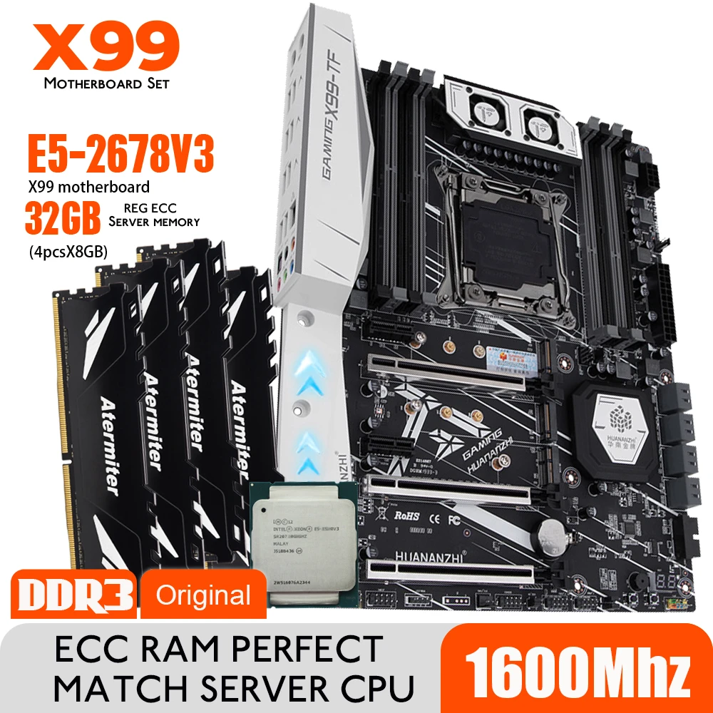 Huananzhi X99 X99-tf Motherboard Set With Xeon E5 2678 V3 Lga2011-3 ...