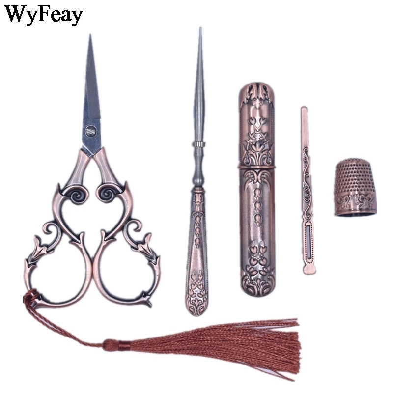 Vintage-Antique-Craft-Scissors-Embroidery-Sewing-Scissors-Thimble ...