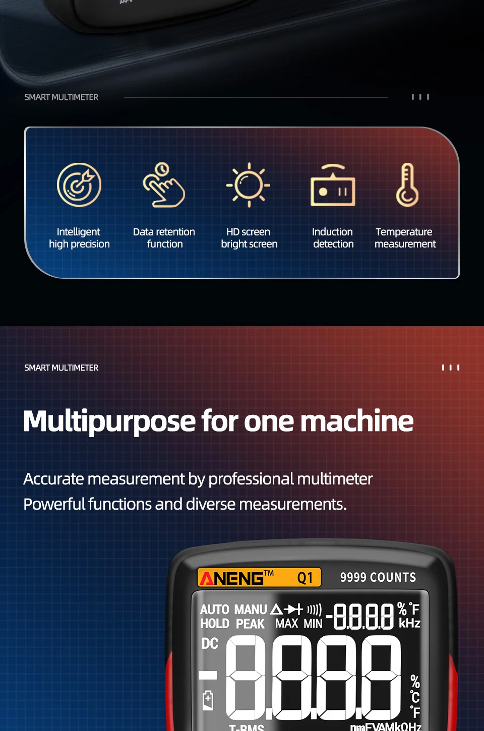 ANENG Q1 True RMS multímetro Digital multimetro digital profissional ...