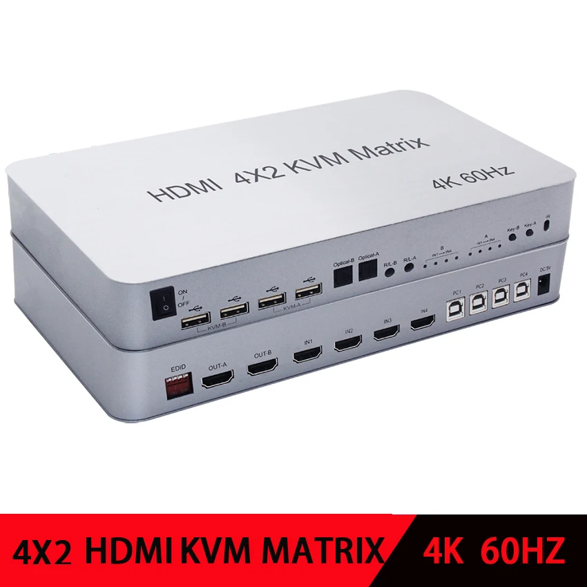 4X2 HDMI-compati KVM Matrix Switch 4Port Dual Monitor Extended Display ...