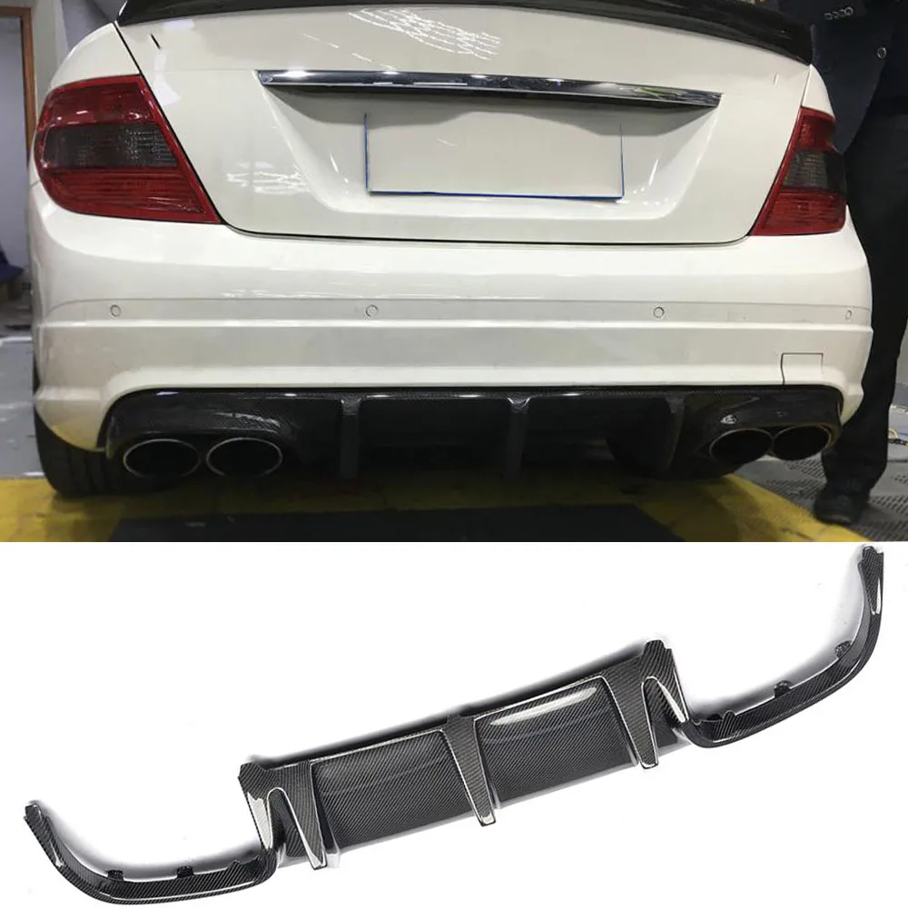 For-W204-C63-AMG-Carbon-Fiber-Rear-Bumper-Diffuser-Lip-Spoiler-for ...