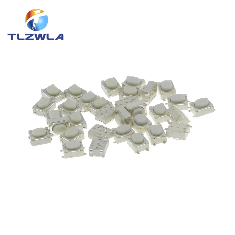 100PCS Micro Button Tact Switch SMD 4Pin 3X4X2.5MM White Tactile Tact ...
