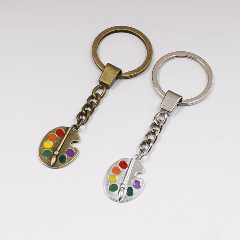 New Silver Artist Palette Keychain,Artist Key ring,Enamel,Multicolour ...