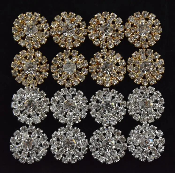 10 Pcs/lot Rhinestone Flatback Buttons Diy Craft Supply Applique Metal ...