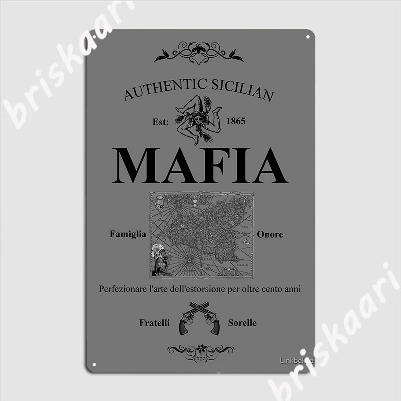 Mafia-Gang-Authentic-Logo-Sicily-Italy-Slogan-Tee-Shirt-Poster-Metal ...