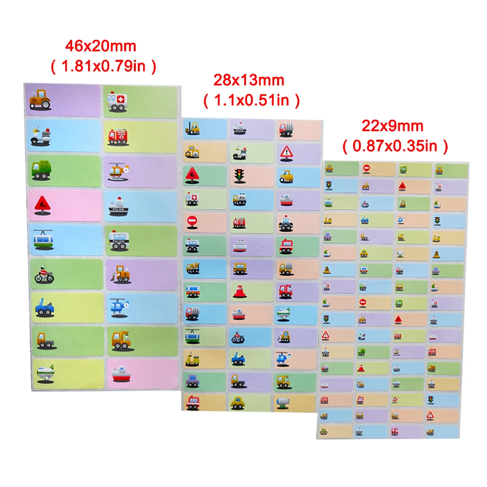 Blank Name Stickers Kids Waterproof Sticker Cartoon Transport Personal ...