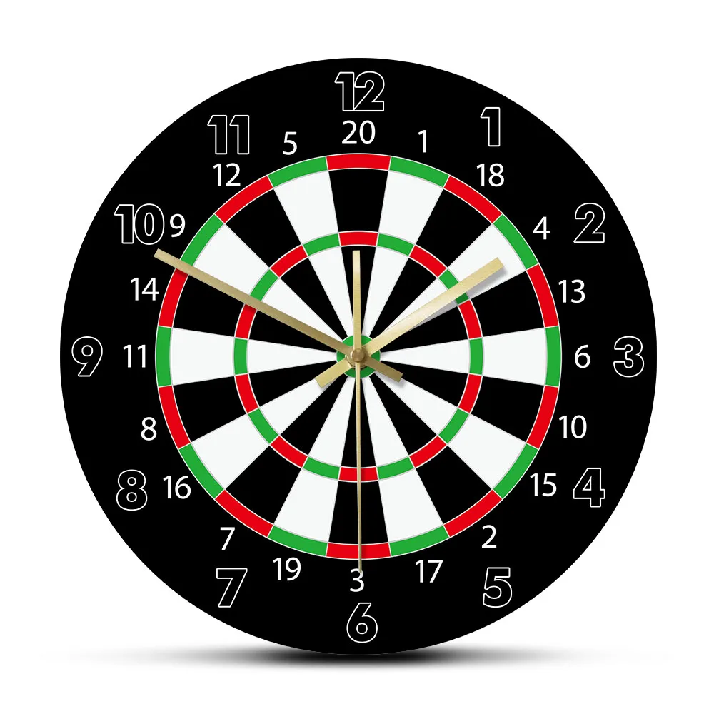 Modern Design Darts Board Printed Wall Clock Bar Darts Game Night Club ...