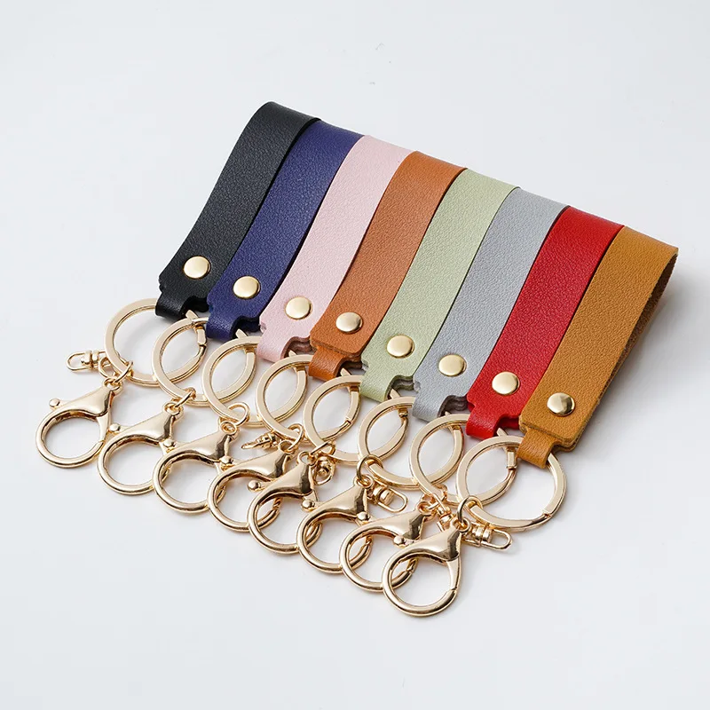 8 Colors Fashion PU Leather Keychain Business Gift Leather Key Chain ...