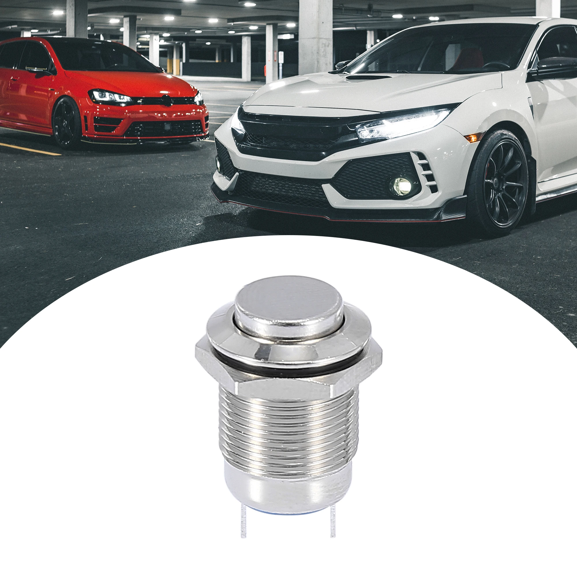 Uxcell 12mm 2 Pin Car Auto Push Button Switch Automatic Reset Round Cap ...