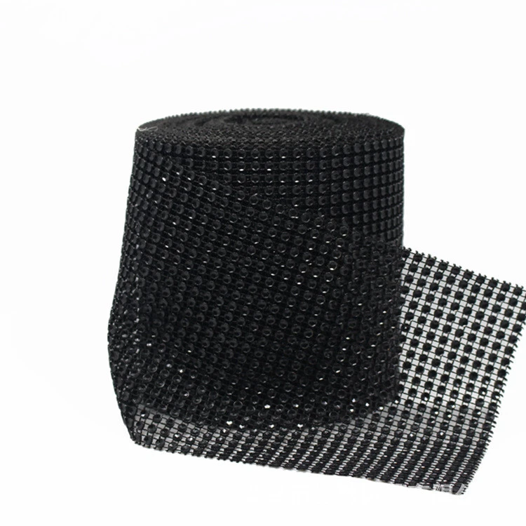1 Yard Black Color Sparkle Rhinestone Crystal Diamond Mesh Wrap Roll ...