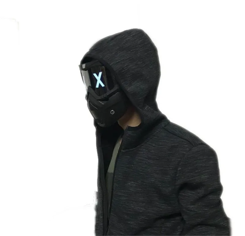 LED Half Face X Glowing Eyes DIY Lights Cosplay Mask - AllCosplay.com