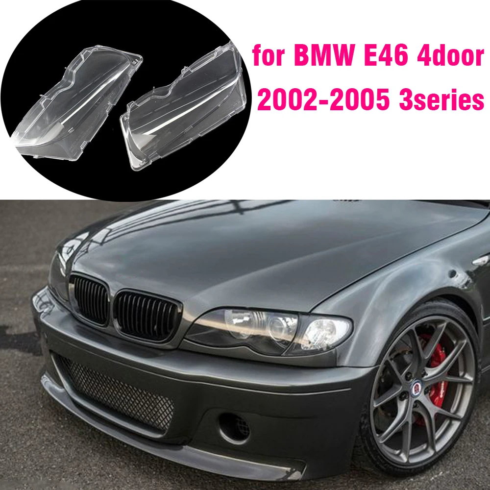 Car-Front-Headlight-Lens-Cover-For-BMW-E46-4-Doors-2002-2005-318i-320i ...