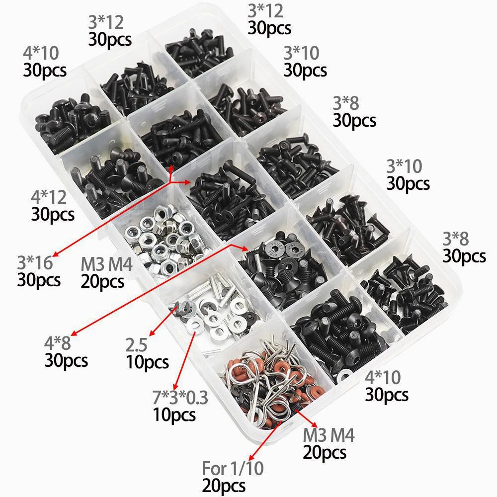 Screws Box Set For 1/10 Hsp Trax Trx-4 Trx-6 Tamiya Cfx Mst Hpi Kyosho ...