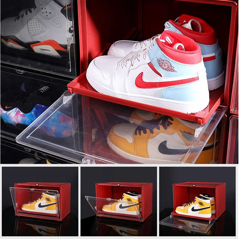 Baffect Plastic Shoebox Dustproof Sliding Cover Shoes Box Organizer For ...